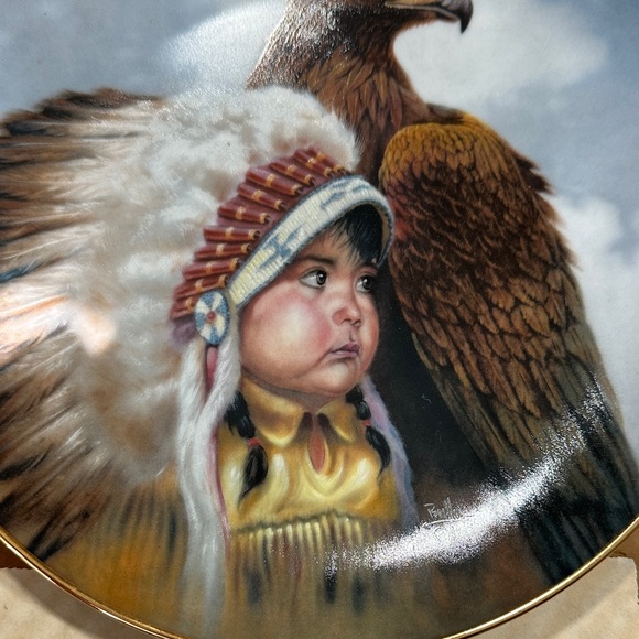 Art | Decorative Plate With Native American Child And Eagle | Poshmark